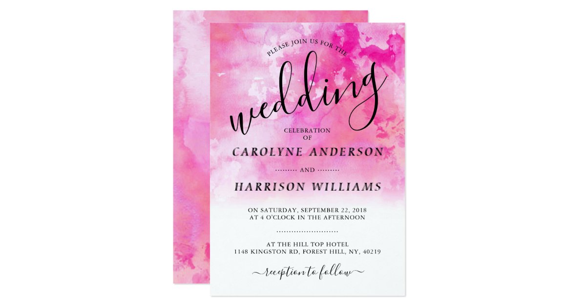 Ombre Watercolor Wedding Invitation - Pink | Zazzle.com