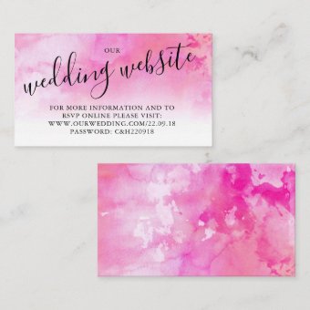 Ombre Watercolor Wedding Website Card - Pink | Zazzle