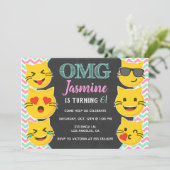 OMG Cat Emoji Girl's Birthday Invitation | Zazzle