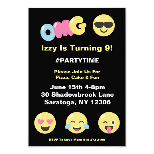 OMG Emoji Lover Birthday Invitation | Zazzle.com