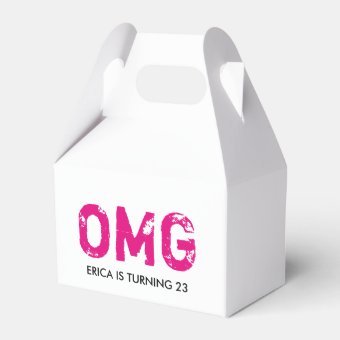 OMG It's Your Birthday Gable Favor Box - Hot Pink | Zazzle