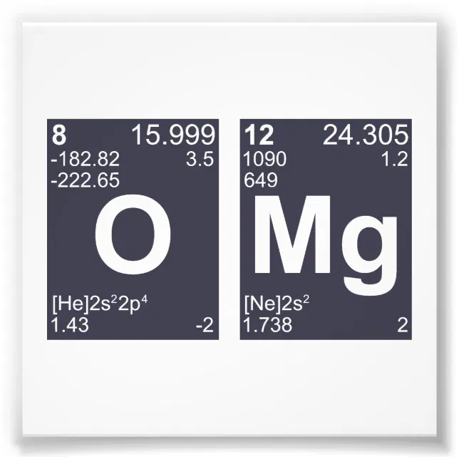 OMG Oh My God Periodic Table Elements Photo Print | Zazzle