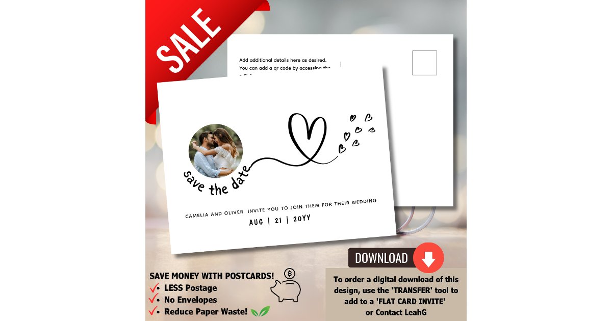 On a Budget? Opt for a PHOTO Save the Date Minimal Postcard | Zazzle
