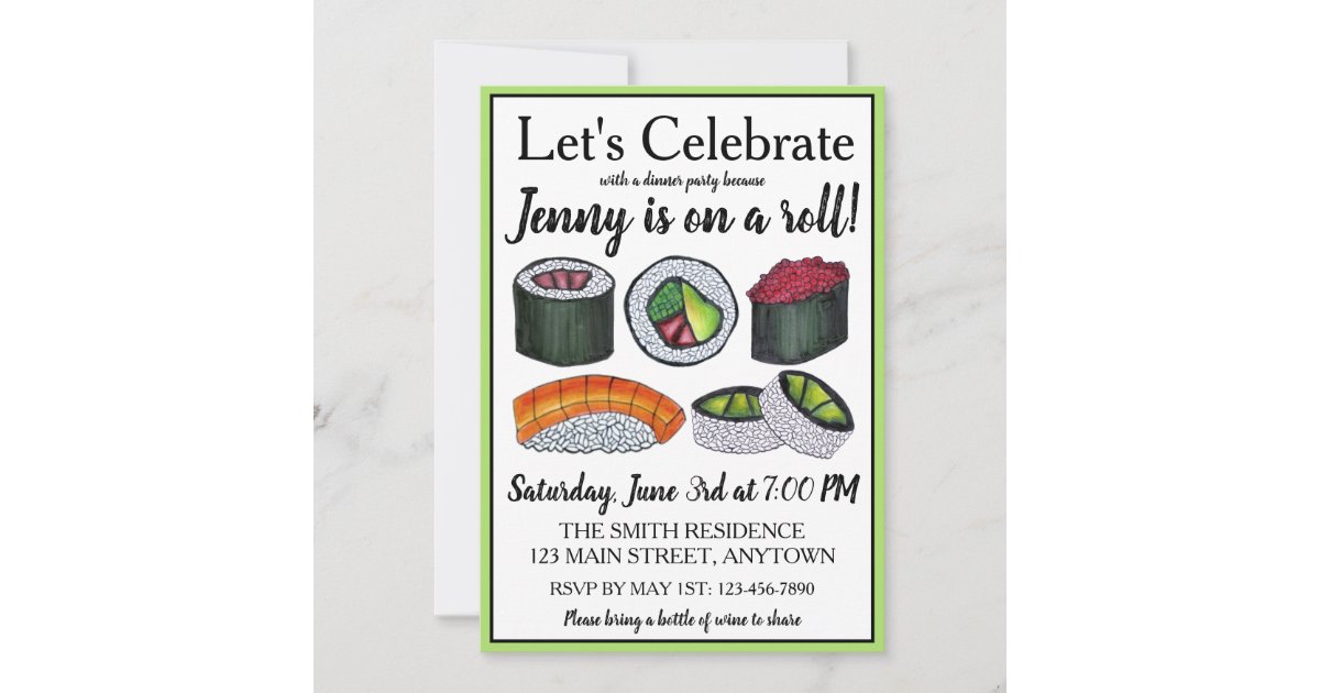 On a (Sushi) Roll Congratulations Celebration Invitation | Zazzle