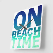 On Beach Time Blue & Turquoise Typography Clock | Zazzle