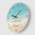 On Beach Time (Customizable!) Coastal Beach Photo Large Clock | Zazzle