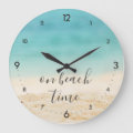 On Beach Time (Customizable!) Coastal Beach Photo Large Clock | Zazzle