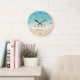 On Beach Time (Customizable!) Coastal Beach Photo Large Clock | Zazzle