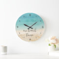 On Beach Time (Customizable!) Coastal Beach Photo Large Clock | Zazzle