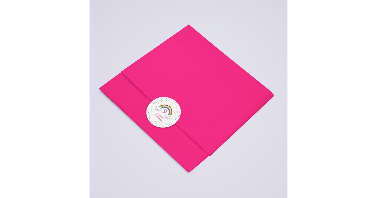 On Cloud 9! Rainbow Birthday Classic Round Sticker | Zazzle