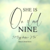 On Cloud Nine 9 Calligraphy Bridal Shower Window Cling | Zazzle
