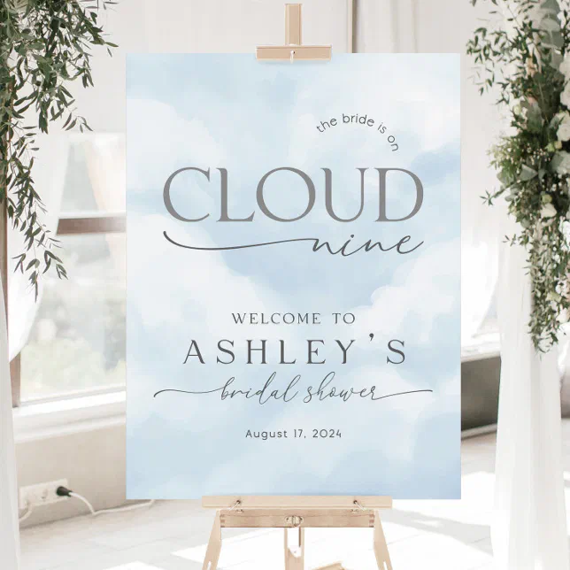 On Cloud Nine Bridal Shower Welcome Sign Cloud Nin | Zazzle