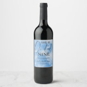 On Cloud Nine Calligraphy Blue Bridal Shower Thank Wine Label | Zazzle