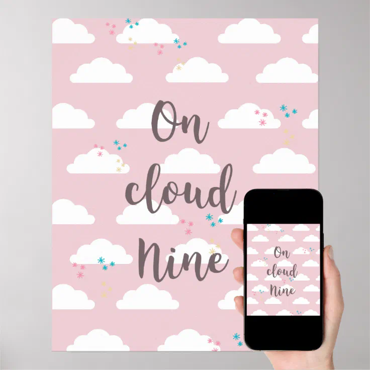 On Cloud Nine Typography Cloud Poster | Zazzle