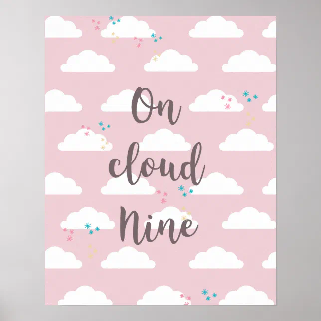 On Cloud Nine Typography Cloud Poster | Zazzle