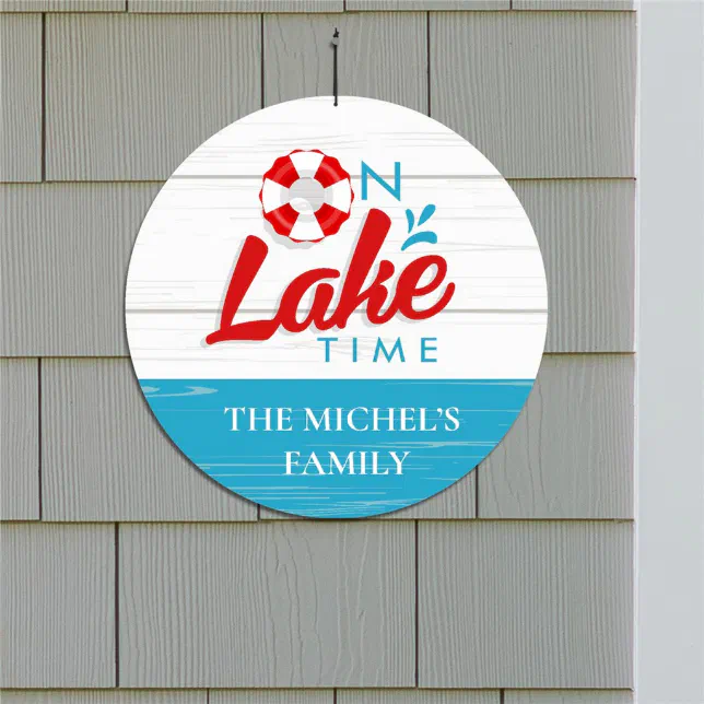 On Lake Time Fun Blue and White PVC Wall Sign | Zazzle