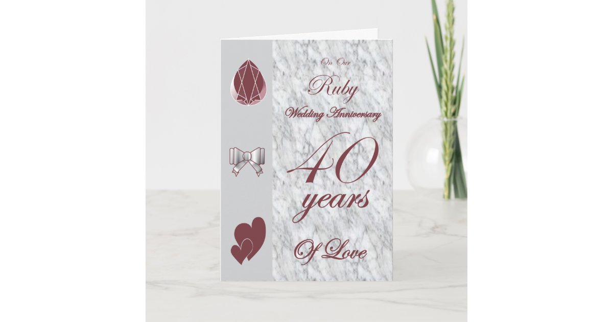 On Our Ruby Wedding Anniversary Card | Zazzle