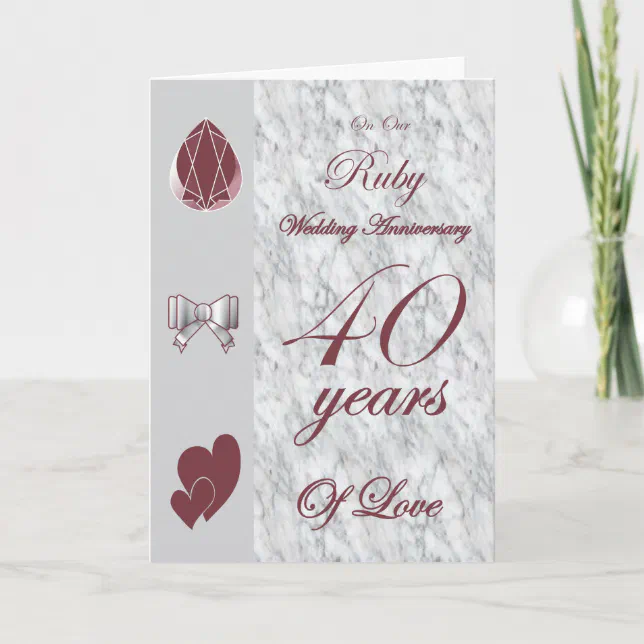On Our Ruby Wedding Anniversary Card | Zazzle