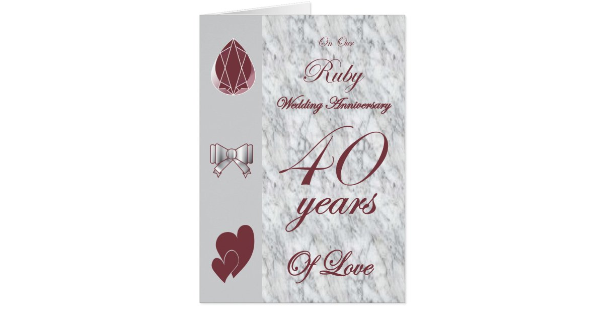 On Our Ruby Wedding Anniversary Card | Zazzle.com