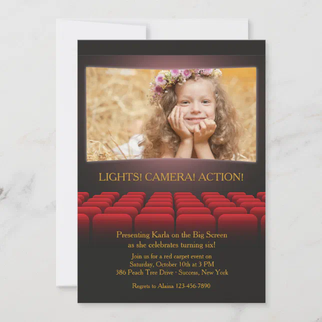 On the Big Screen Photo Invitation | Zazzle