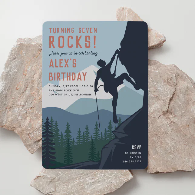 On The Edge | Kids Rock Climbing Birthday Party Invitation | Zazzle