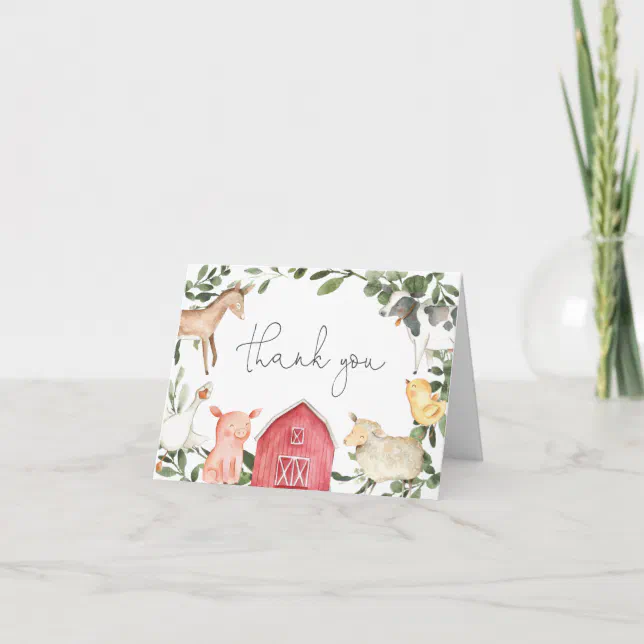 On The Farm Baby Shower Thank You Card | Zazzle