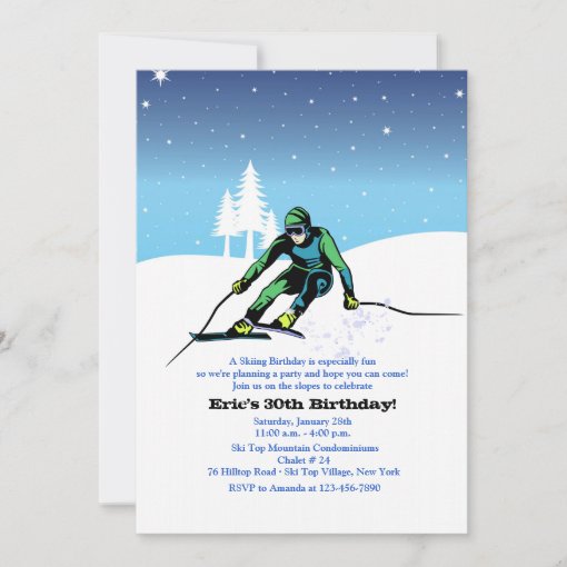 On The Slopes Skiing Invitation | Zazzle