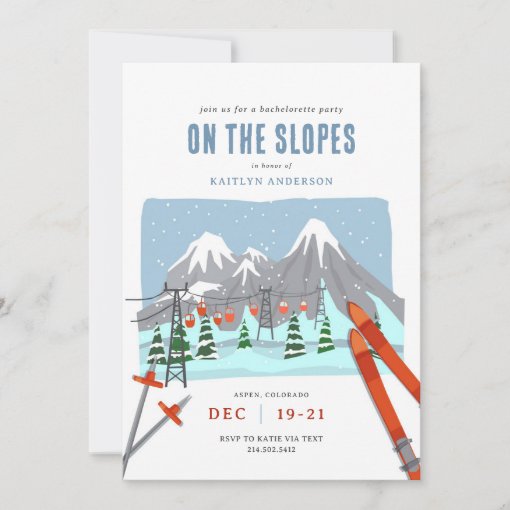 On The Slopes Snow Ski Bachelorette Weekend Invitation | Zazzle