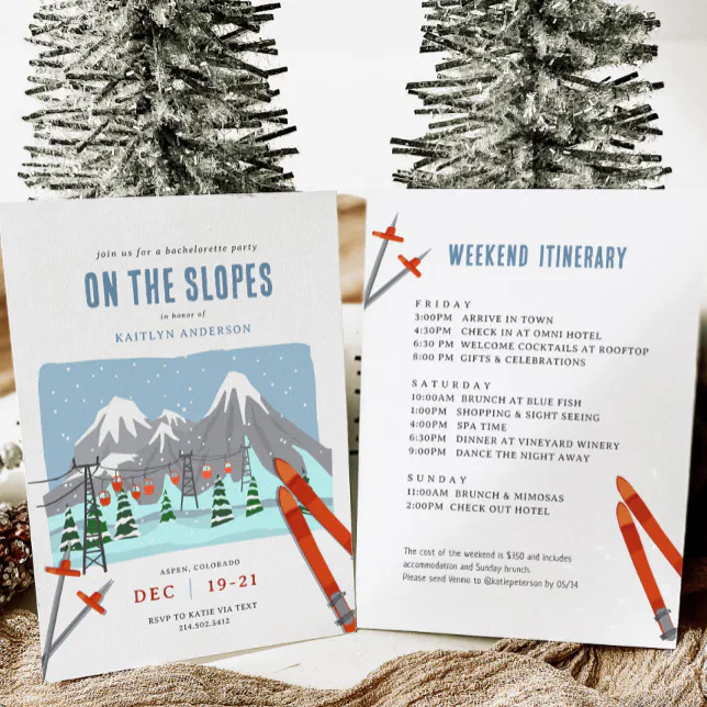 On The Slopes Snow Ski Bachelorette Weekend Invitation | Zazzle