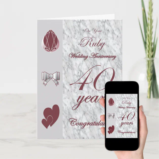 On Your Ruby Wedding Anniversary Card | Zazzle