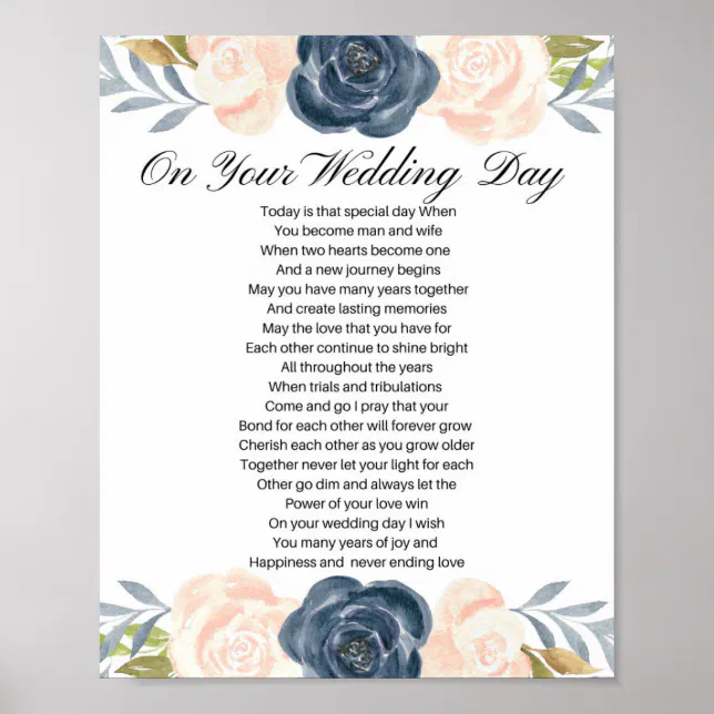 On Your Wedding Day Wedding Poem Poster | Zazzle