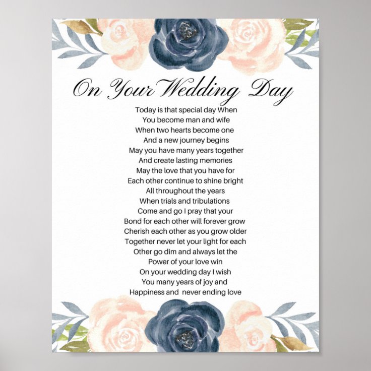 On Your Wedding Day Wedding Poem Poster | Zazzle