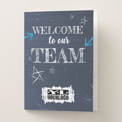 Onboarding faux chalkboard new employee welcome pocket folder | Zazzle