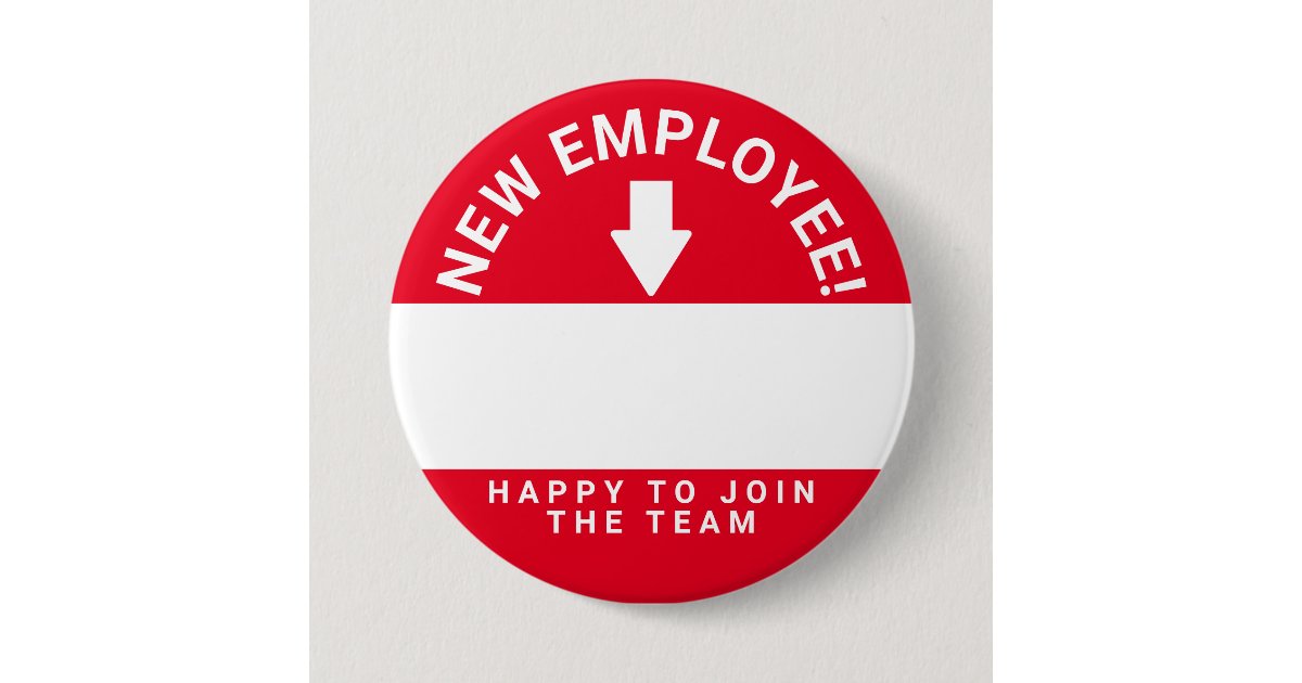 Onboarding new employee welcome name button | Zazzle