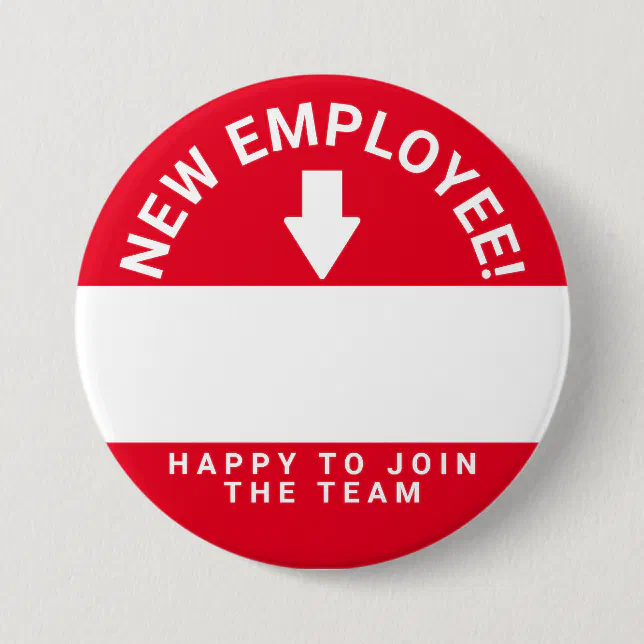 Onboarding new employee welcome name button | Zazzle