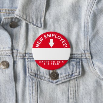 Onboarding new employee welcome name button | Zazzle