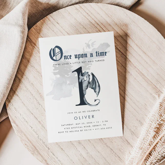 Once Upon a Time | Dragon 1st Birthday Invitation | Zazzle