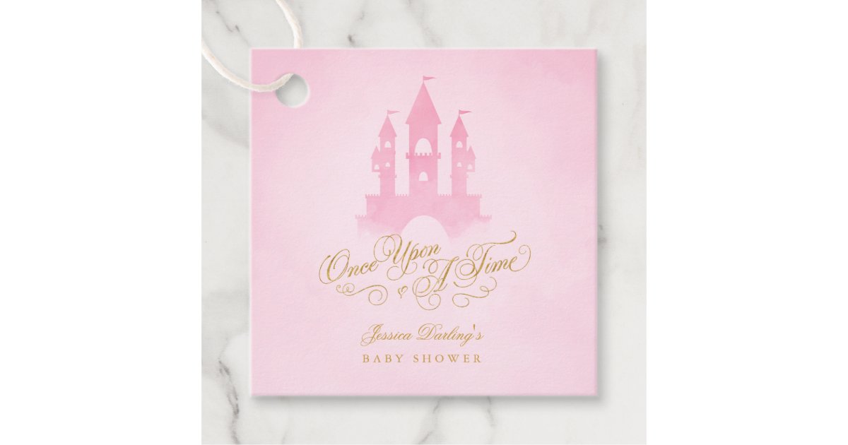Once Upon A Time Fairytale Castle Girl Baby Shower Favor Tags | Zazzle