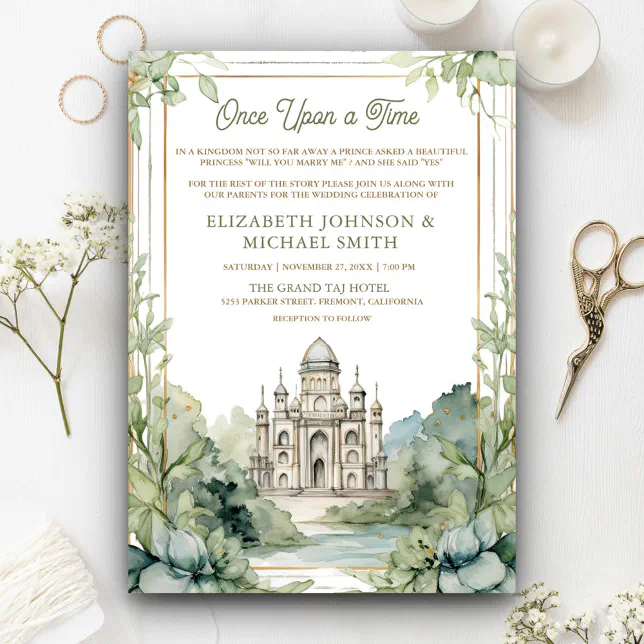 Once Upon a Time Fairytale Castle Photo Wedding Invitation | Zazzle