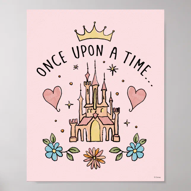 "Once Upon A Time" Hand Drawn Princess Castle Poster | Zazzle