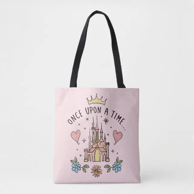 "Once Upon A Time" Hand Drawn Princess Castle Tote Bag | Zazzle