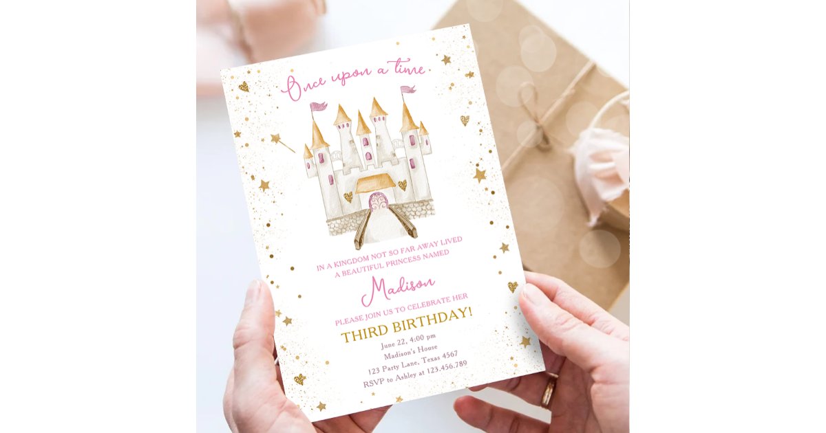 Once Upon a Time Princess Castle Girl Birthday Invitation | Zazzle
