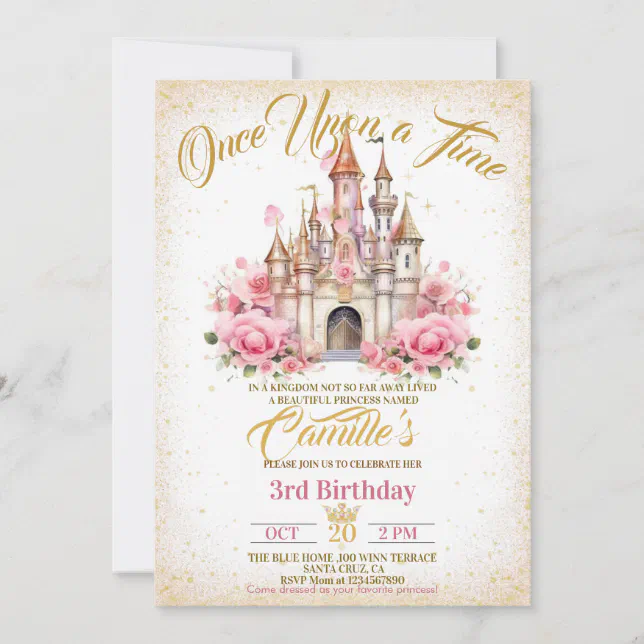 Once Upon a Time princess Girl birthday Invitation | Zazzle