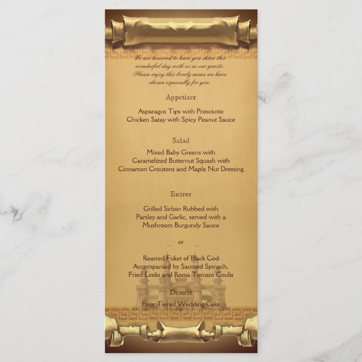 Once upon a Time Wedding Menu | Zazzle