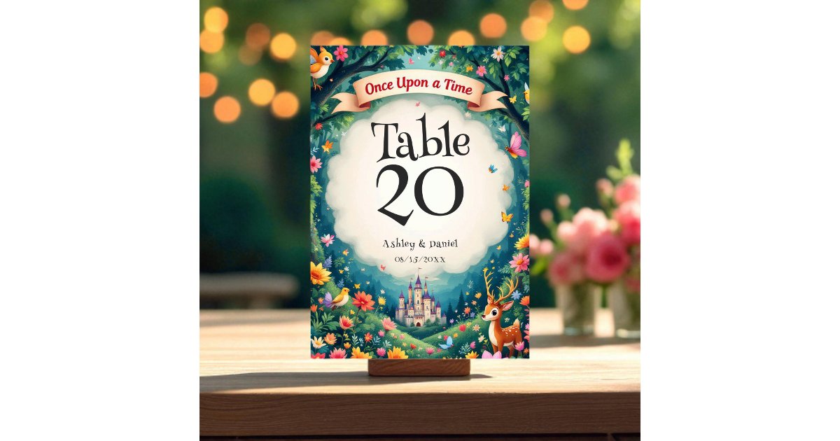 Once Upon A Time Woodland Castle Fairytale Wedding Table Number | Zazzle