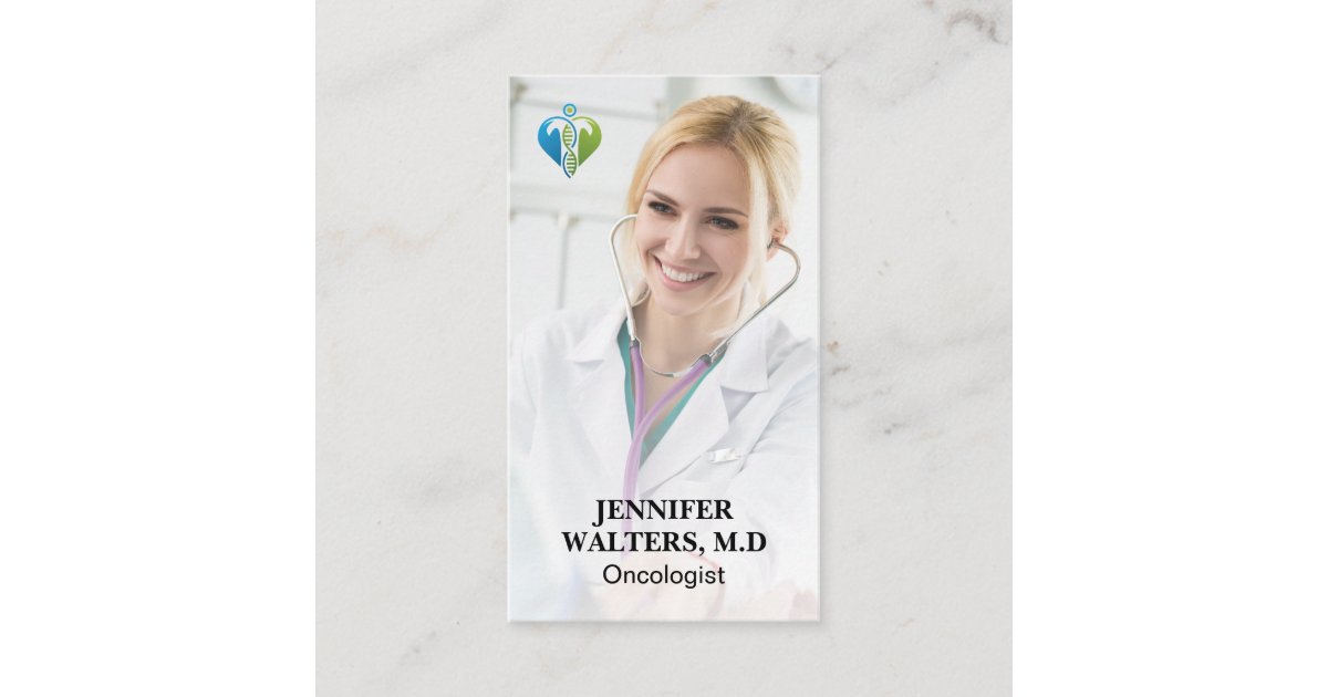 Oncologist Logo | Physician with Stethoscope Business Card | Zazzle