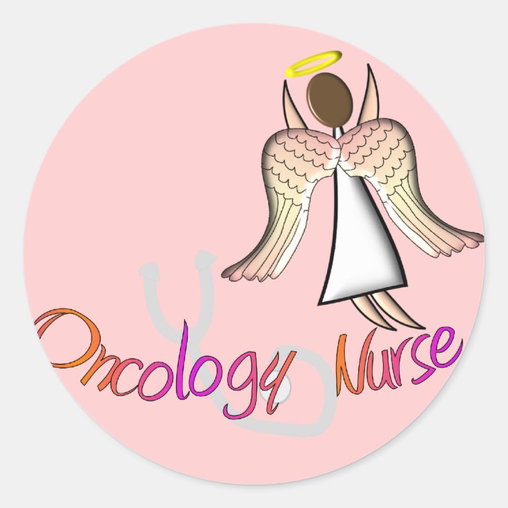 Oncology Nurse Angel Classic Round Sticker | Zazzle