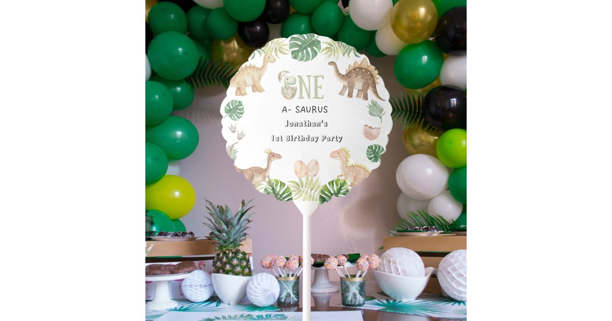 One a Saurus 1st Birthday Party Balloon | Zazzle