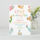 One A-Saurus Dinosaur 1st First Birthday Party Invitation | Zazzle
