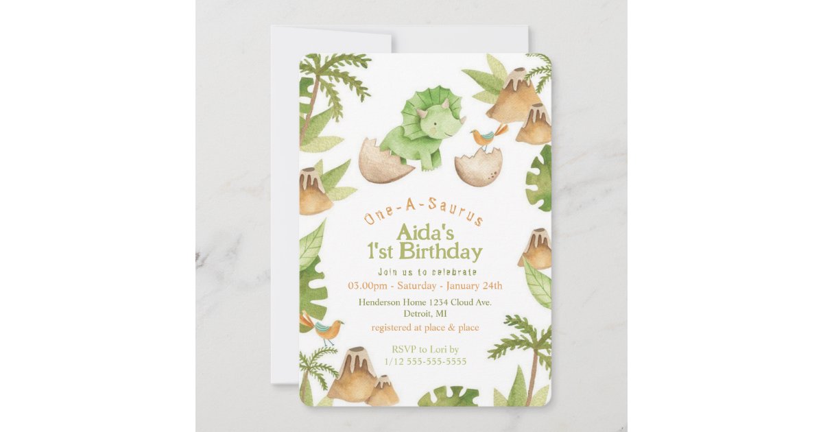 One-A-Saurus dinosaur birthday Invitation | Zazzle